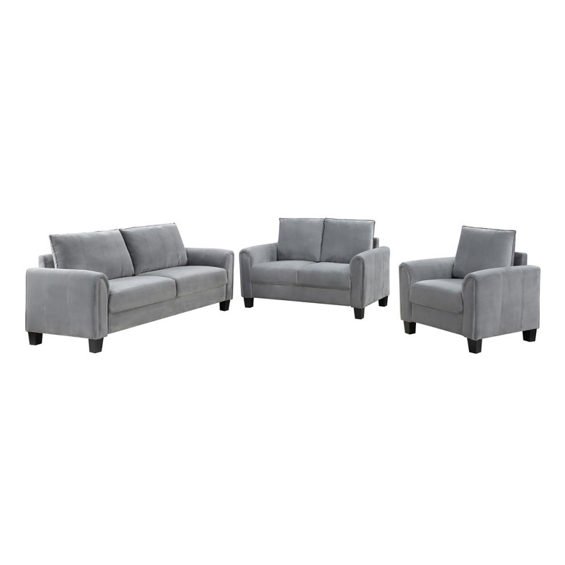 Hokku Designs Breckler Grey Upholstered 3-Piece Sofa Set | Wayfair