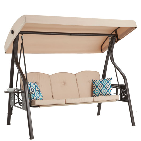 Arlmont & Co. Manhattan Porch Swing w/Rotatable Canopy, 2 in 1 Patio ...