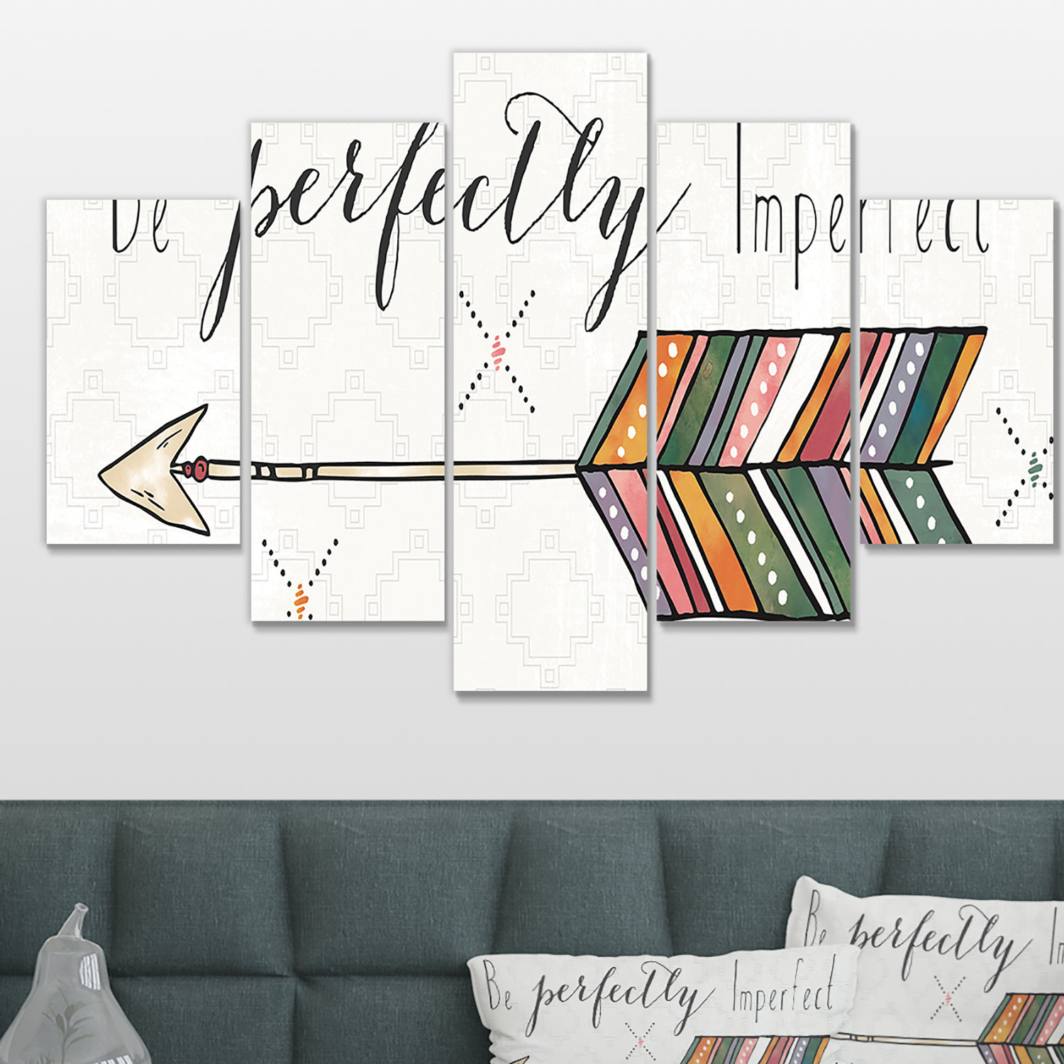 East Urban Home 'Be Perfectly Imperfect Boho Arrow I' Print Multi-Piece ...