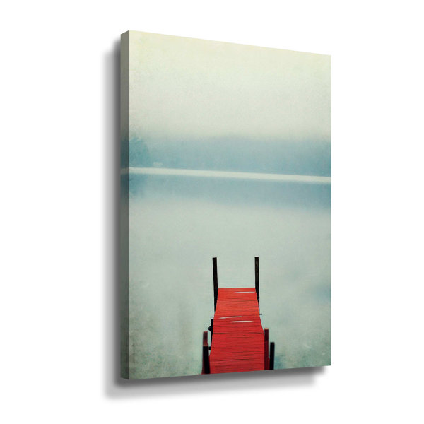 Ebern Designs Red Boat Dock On Canvas Print | Wayfair