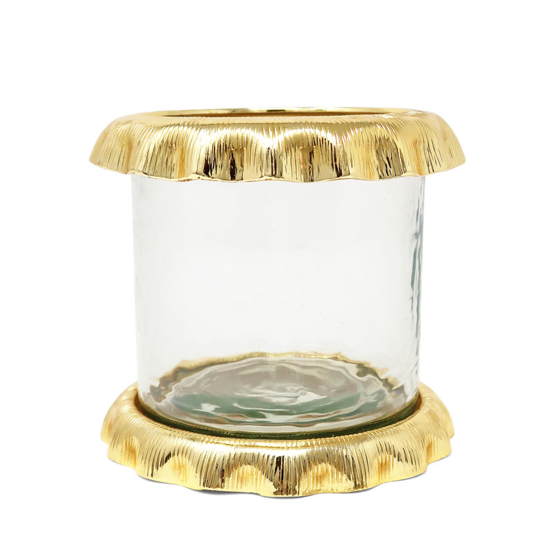Rosdorf Park Hammered Glass Canister With Lined Ruffle And Marble Lid ...