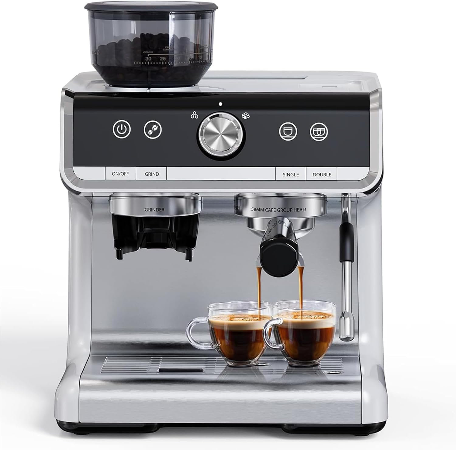 Yiimo Semi-Automatic Espresso Machine with Built-In Grinder and Milk ...