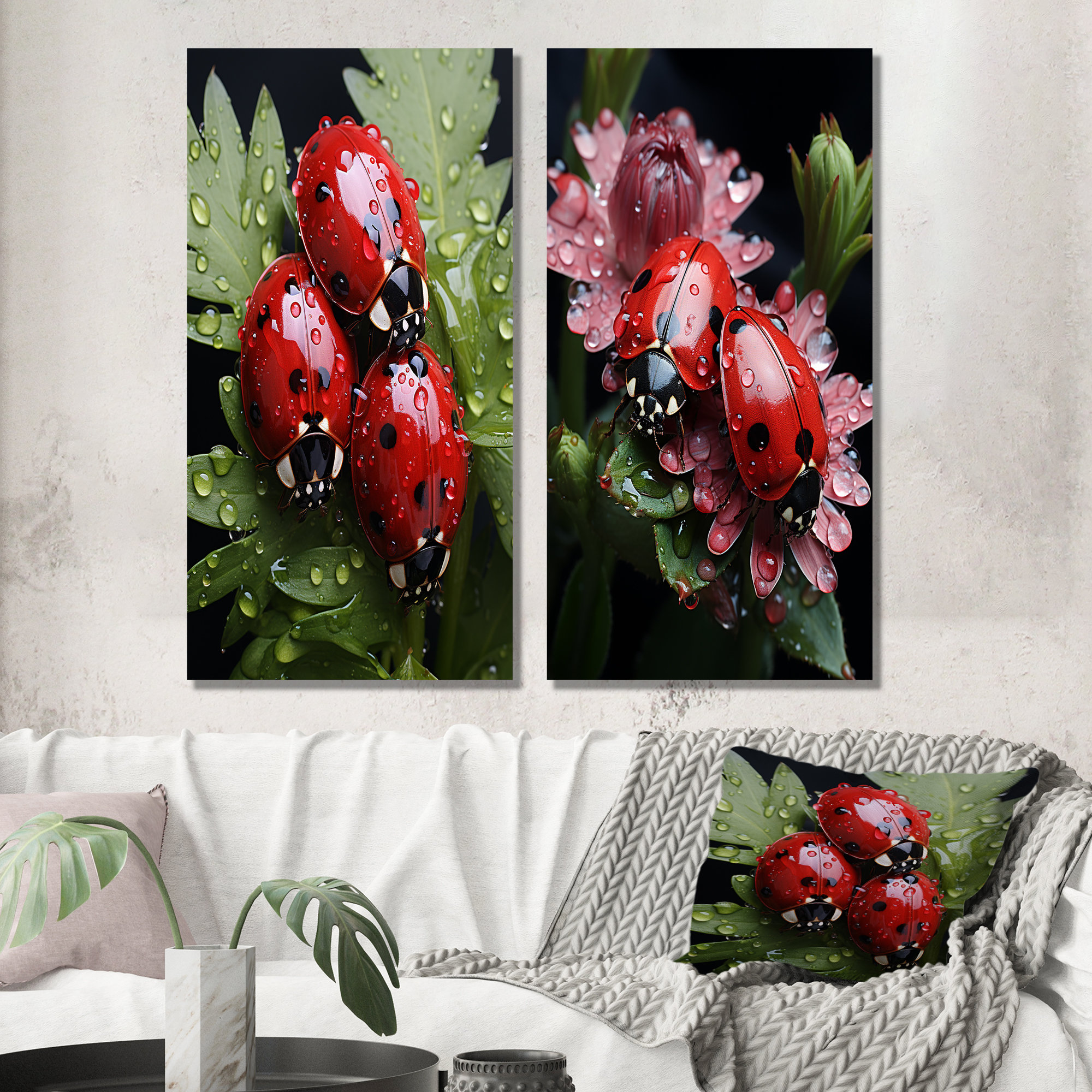 Ebern Designs Tiny Ladybug Garden Guardians - Ladybug Wall Art Prints ...