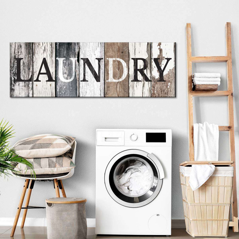 Trinx Rustic Laundry Sign Canvas Print | Wayfair