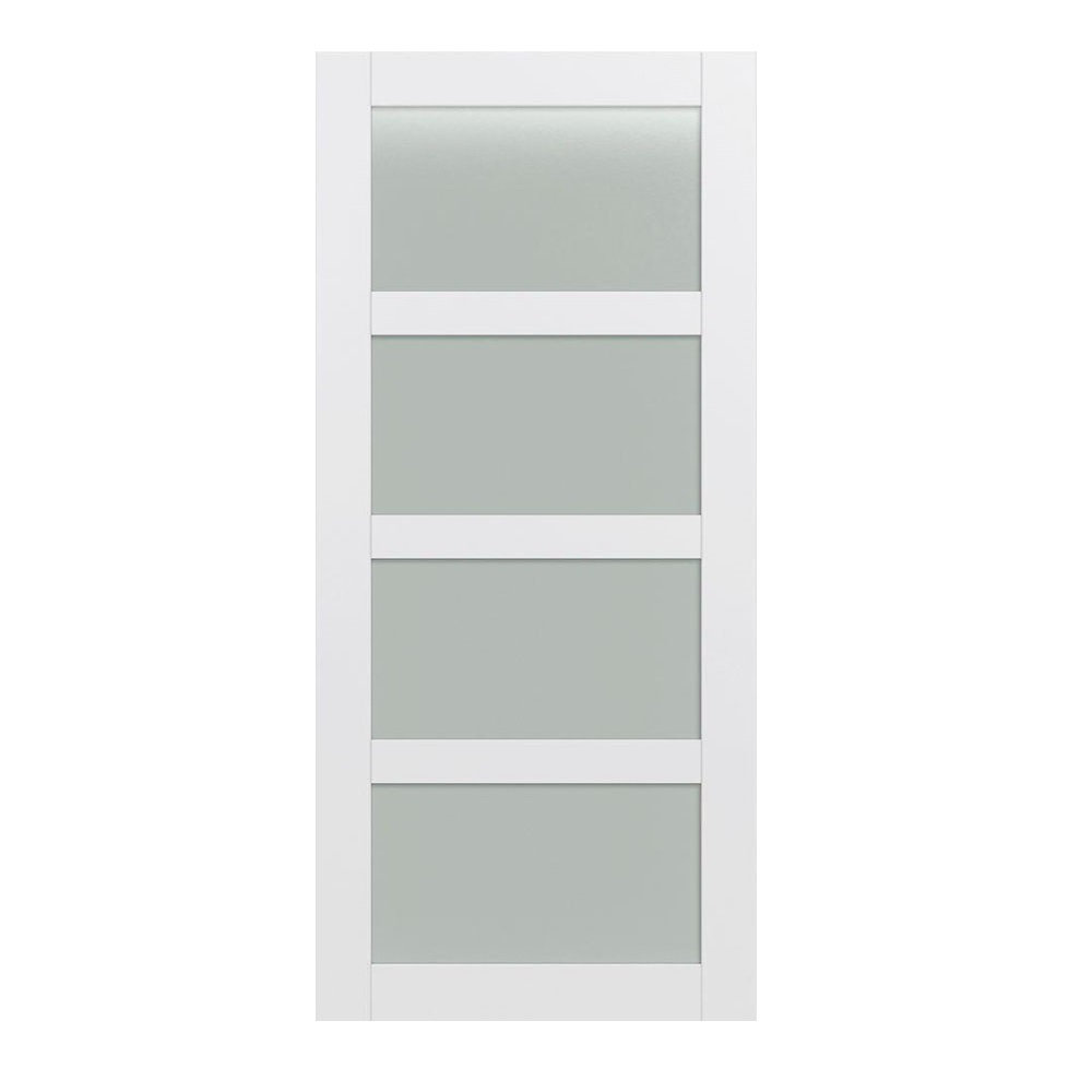 MMI DOOR 42" X 84" 4-Lite Frosted Primed HDF Barn Door Slab - Wayfair ...