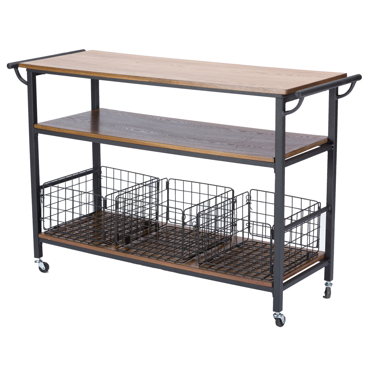 Gracie Oaks Escar Kitchen Cart with Wooden Top & Reviews | Wayfair