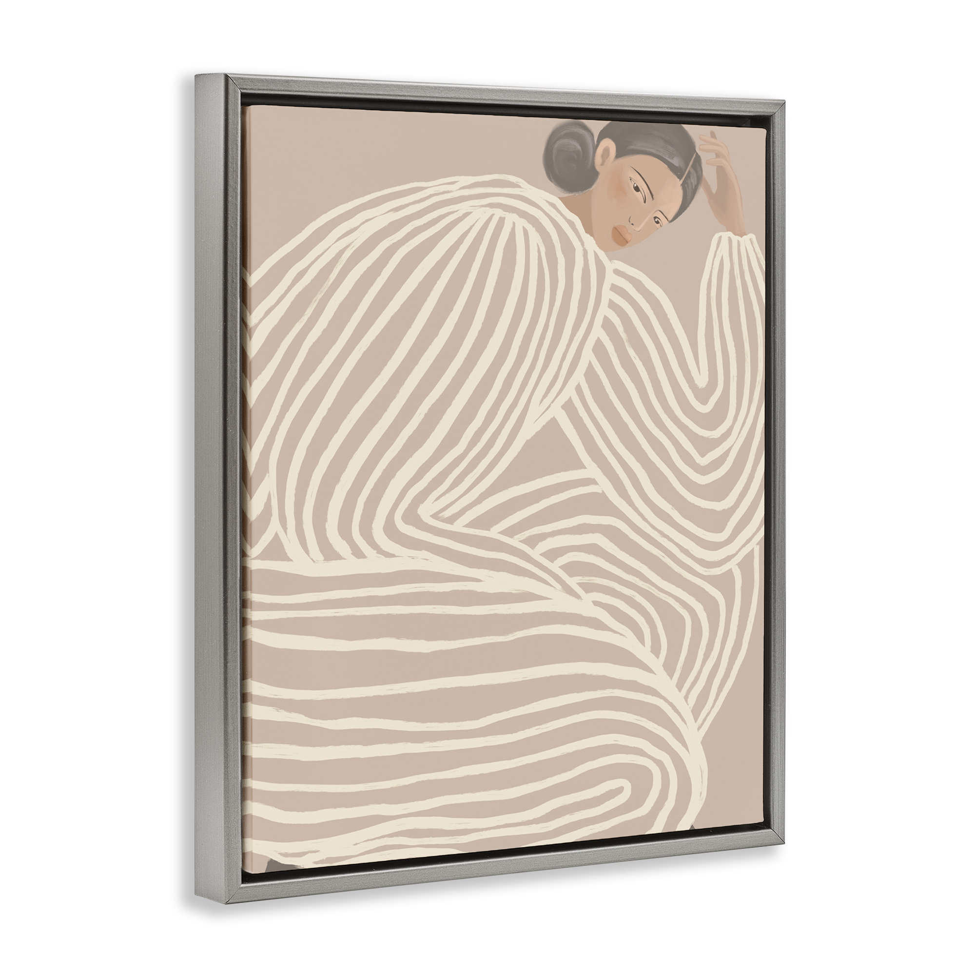 George Oliver Minimalist Lady in Stripes Floating Frame, design by Anna ...