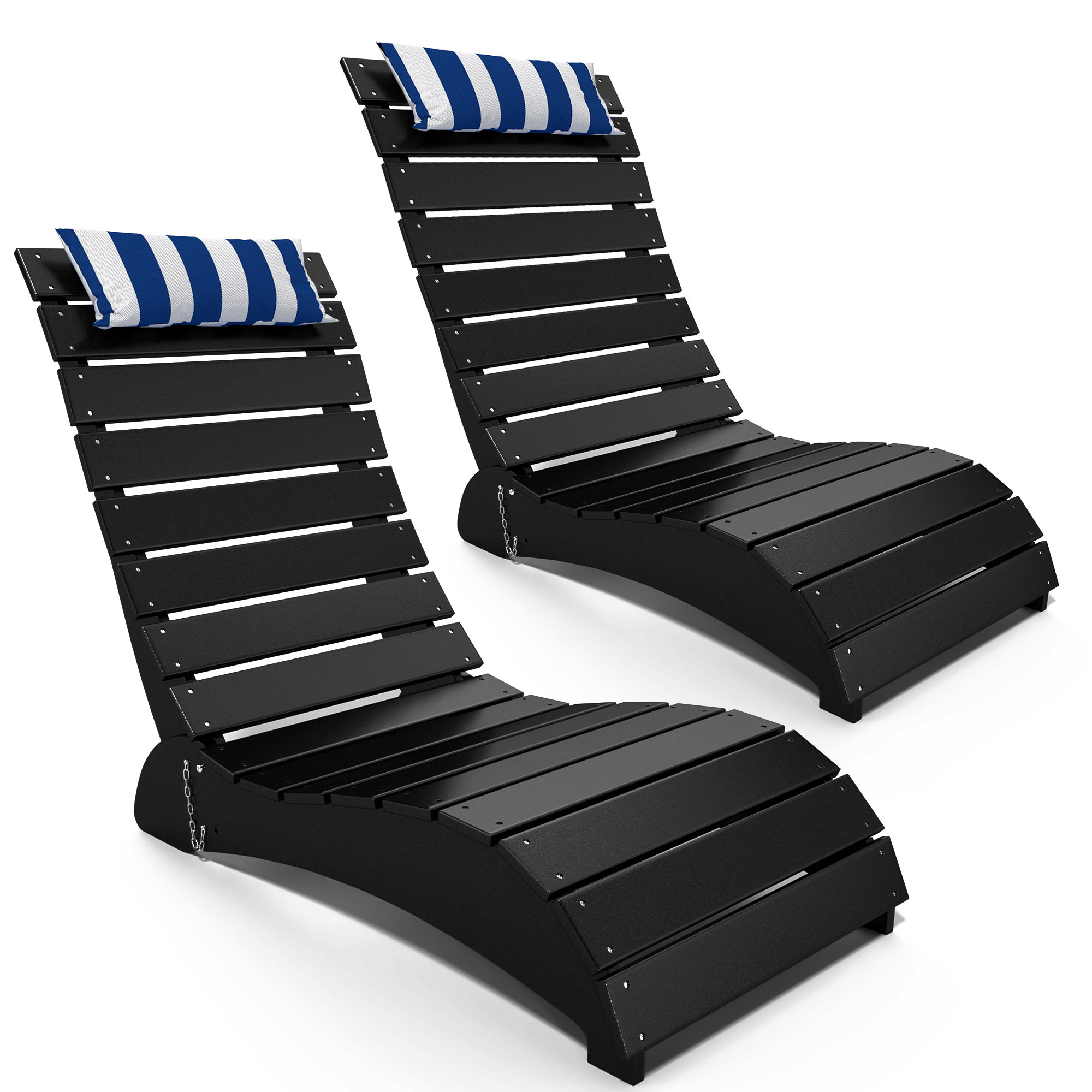 Highland Dunes HDPE Pool Lounge Chairs Set of 2, Waterproof Ergonomic ...