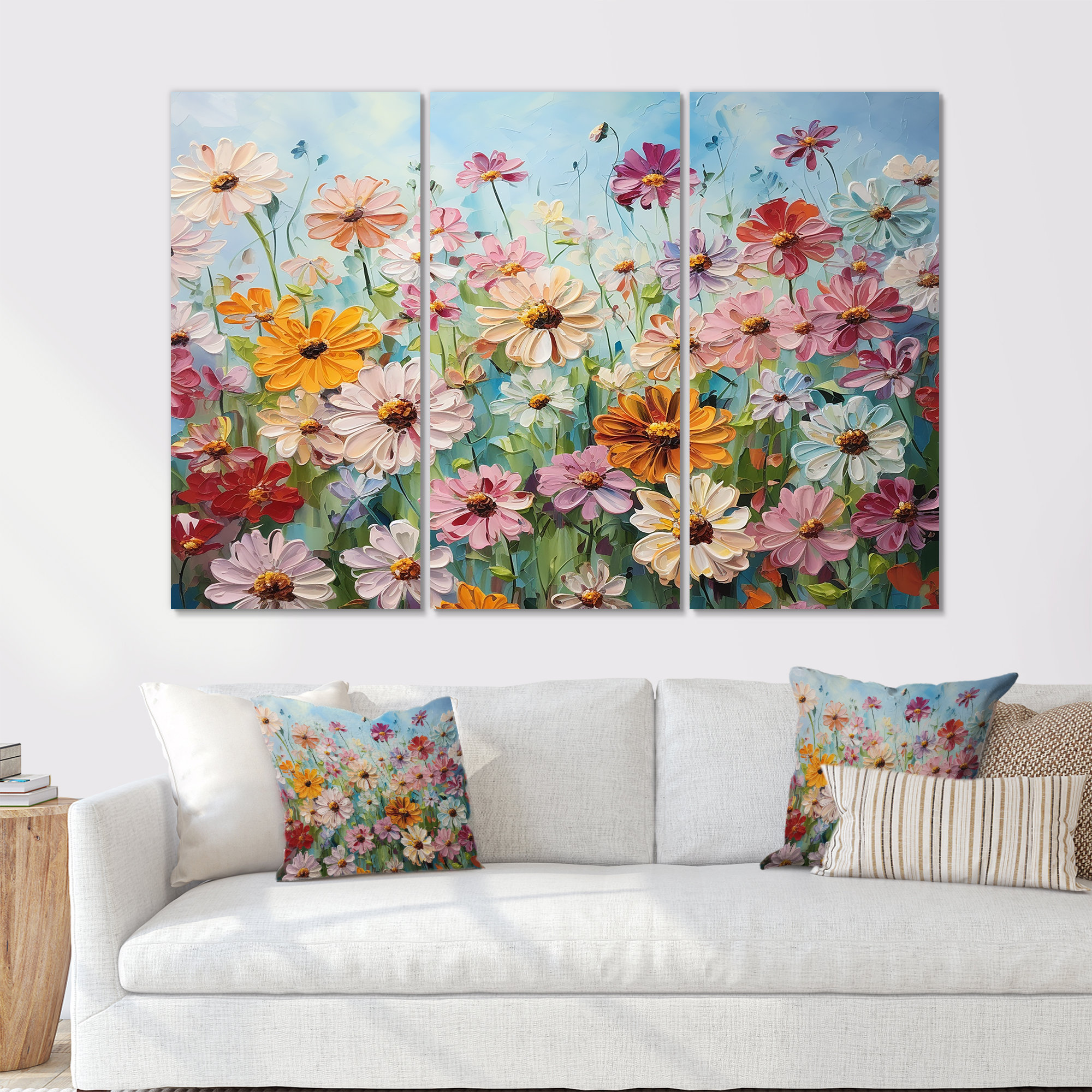 Lark Manor™ Zinnias Farmhouse Field Charm I - Zinnias Wall Art Living ...