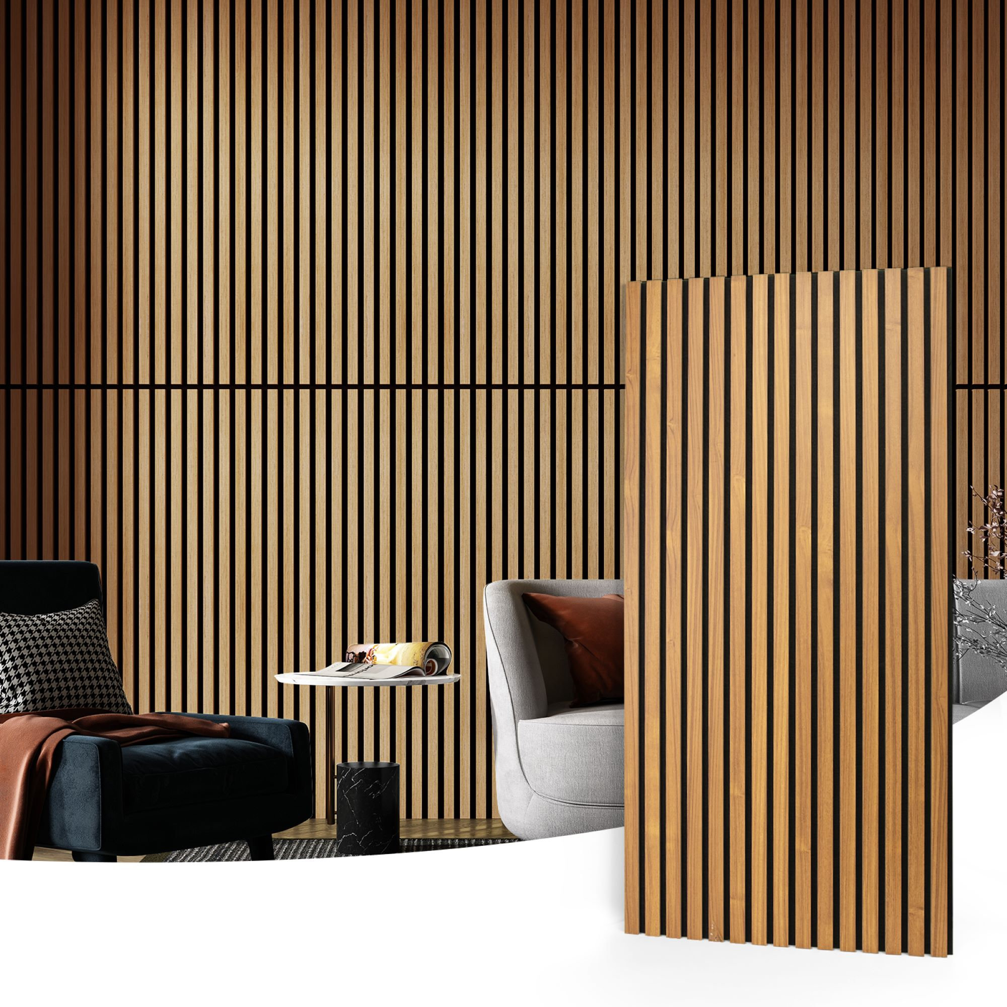 Art3d 4 PCS 23.6" x 47.24" Acoustic Slat Wall Panels,3D Wood Wall ...