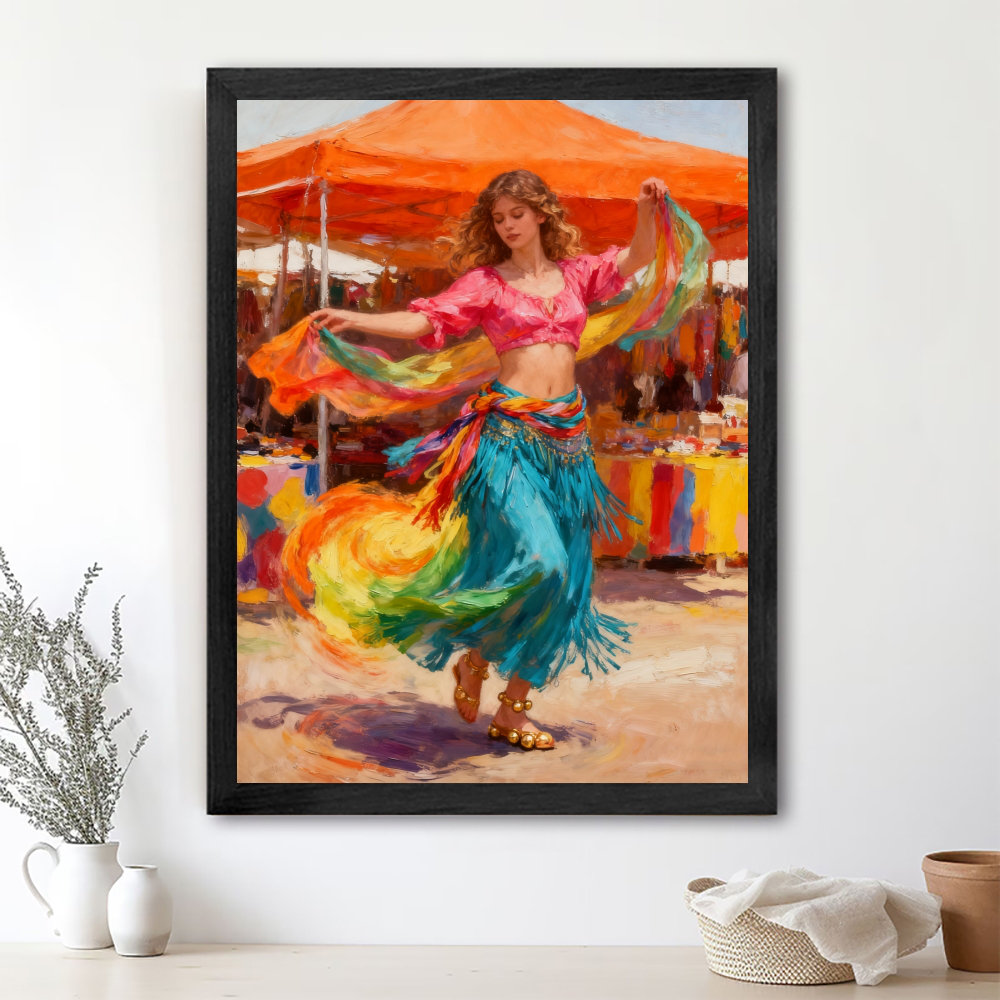 Winston Porter Black Framed Vintage A girl wearing beautiful and ...