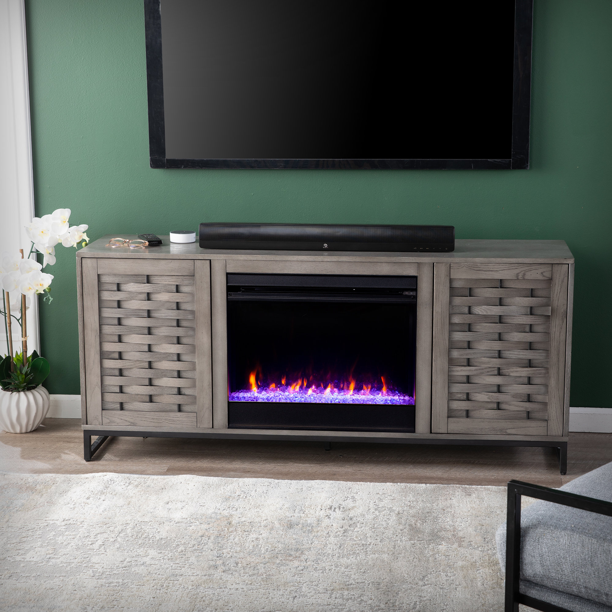 Bayou Breeze Ayria Akehurst Color Changing Fireplace with Media Storage ...