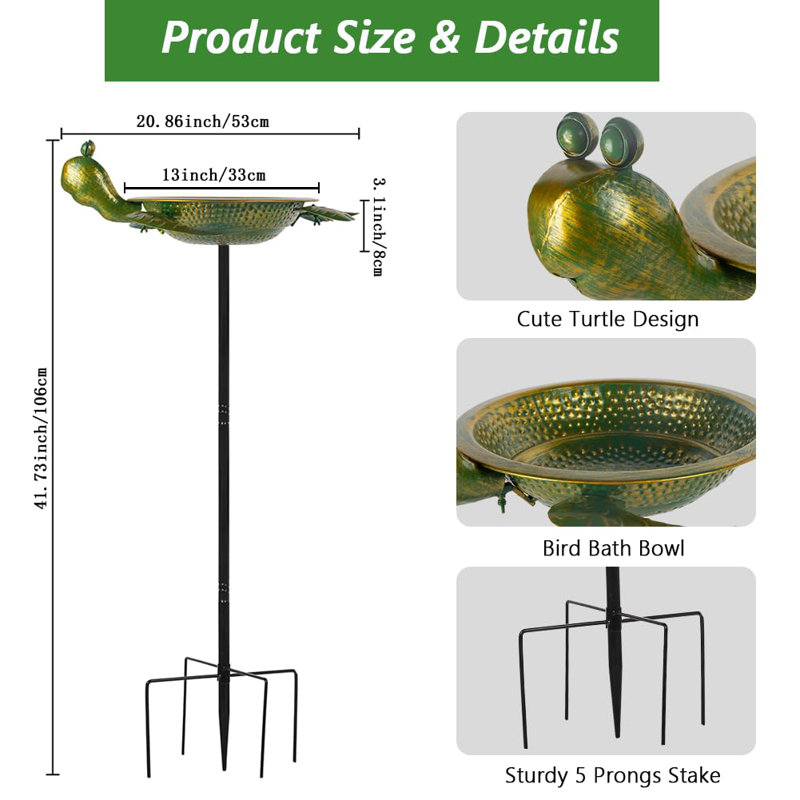 Lark Manor™ Turtle Bird Baths,Rustproof Birdbaths For Garden | Wayfair