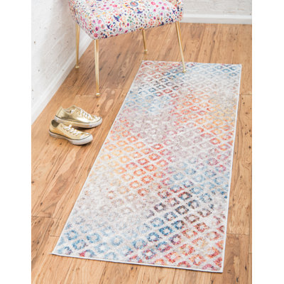 Wrought Studio Beasley Geometric Blue/Orange Area Rug & Reviews | Wayfair