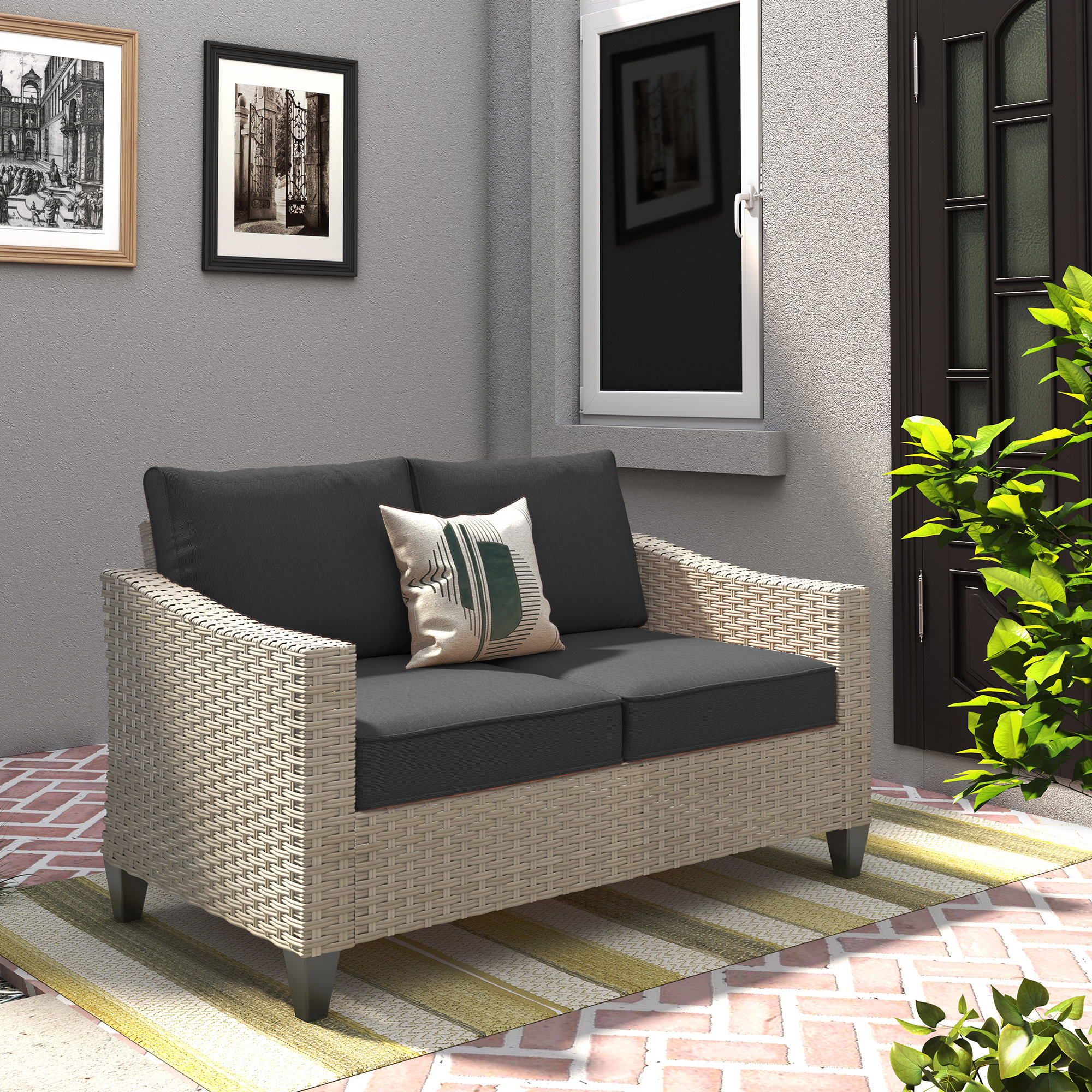 Red Barrel Studio® Outdoor Love Seat With Cushion & Reviews | Wayfair