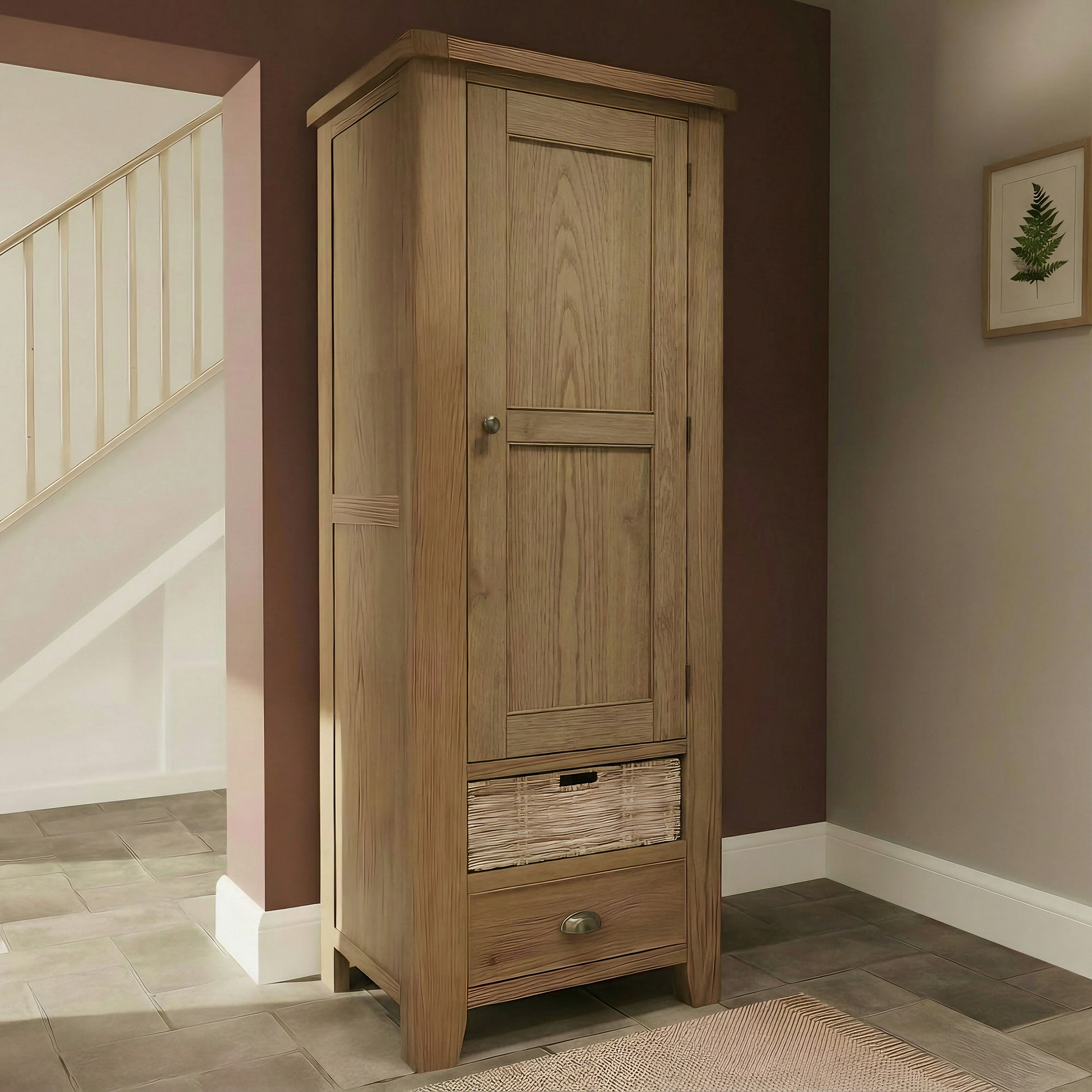 Alpen Home Gwenaelle Fully Assembled Solid Wood with Oak Veneer 1 Door ...