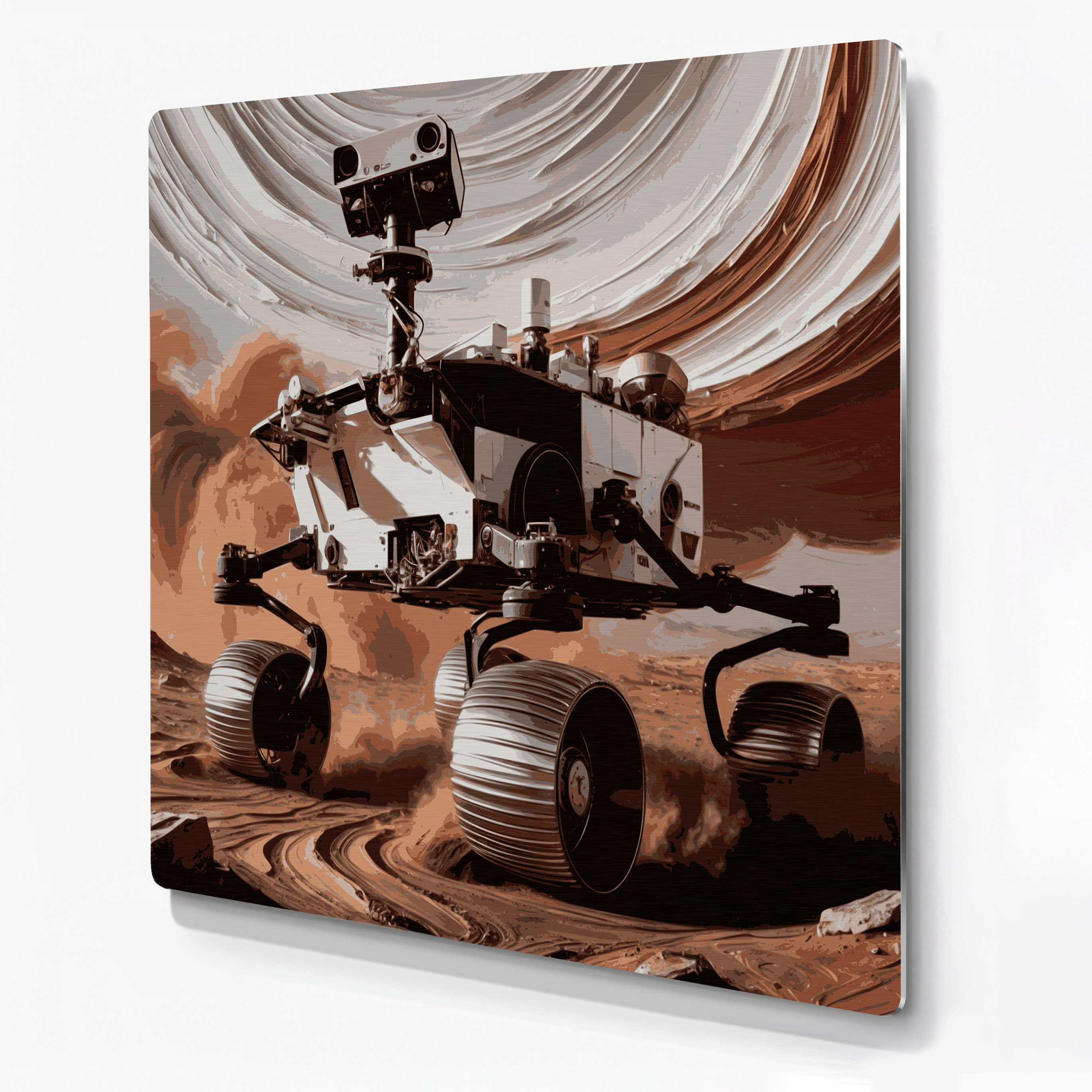 Orren Ellis Space Perseverance rover selfies Gray Metal Wall Art | Wayfair