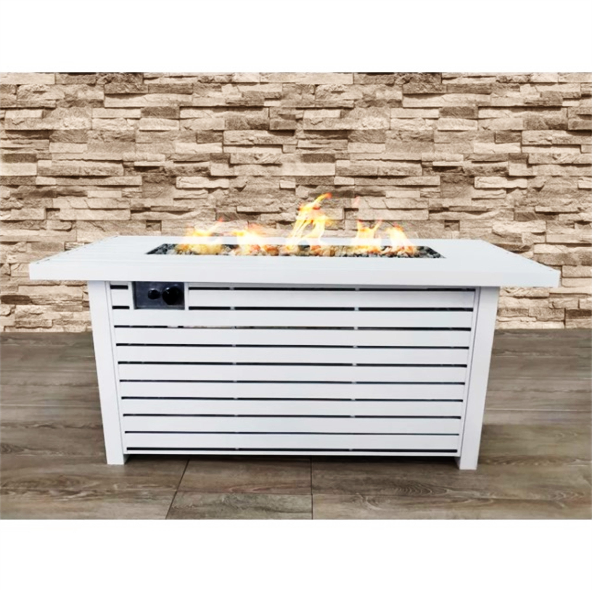 Latitude Run® Propane/Natural Gas Outdoor Steel Fire Pit Table With Lid ...