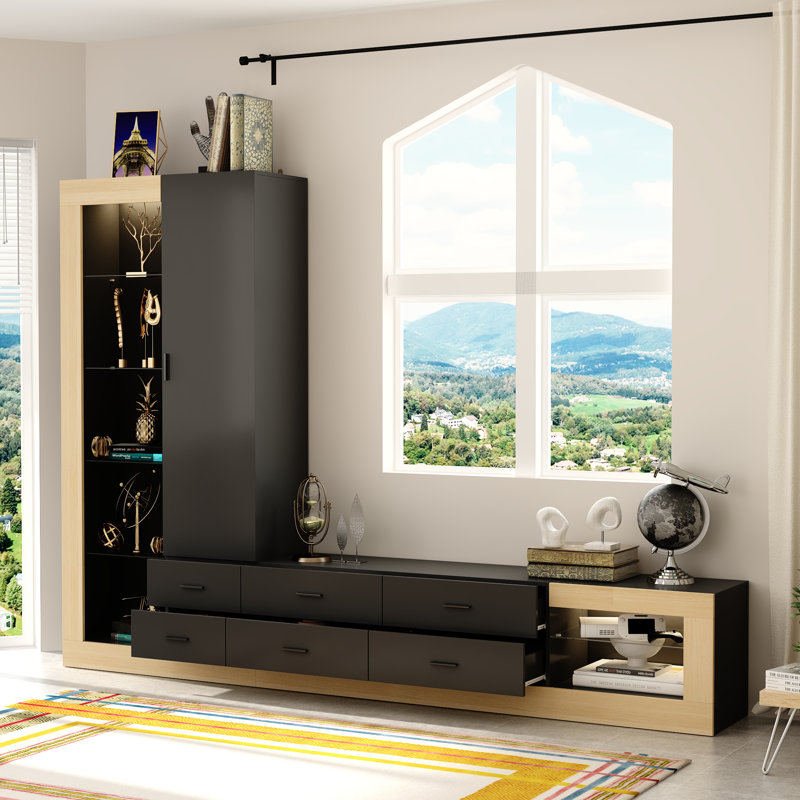 Latitude Run® 104.5" Wide 6 Drawer L-Shaped Storage Cabinet With Lights ...