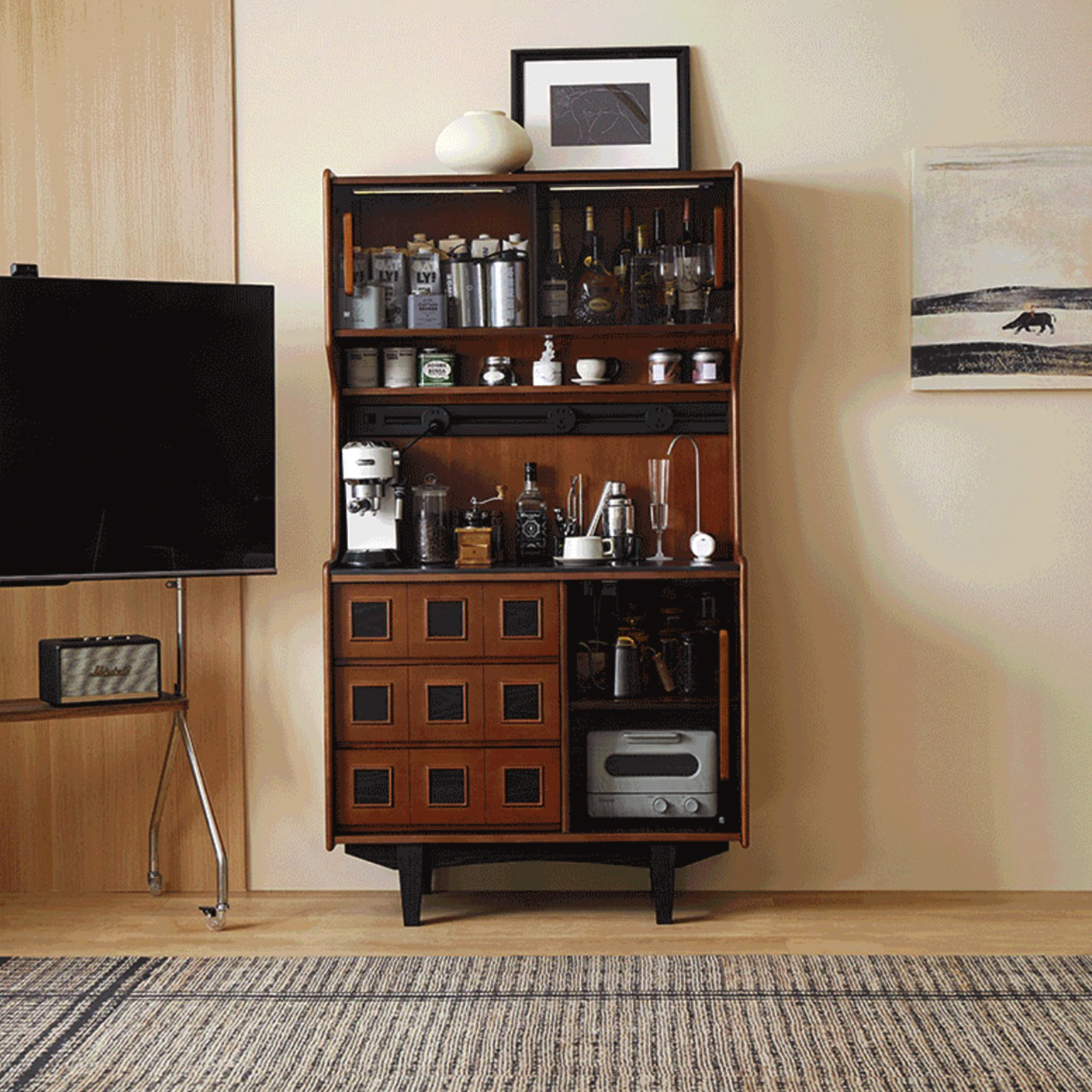 Corrigan Studio Modern minimalist solid wood sideboard in original wood style, featuring an ...