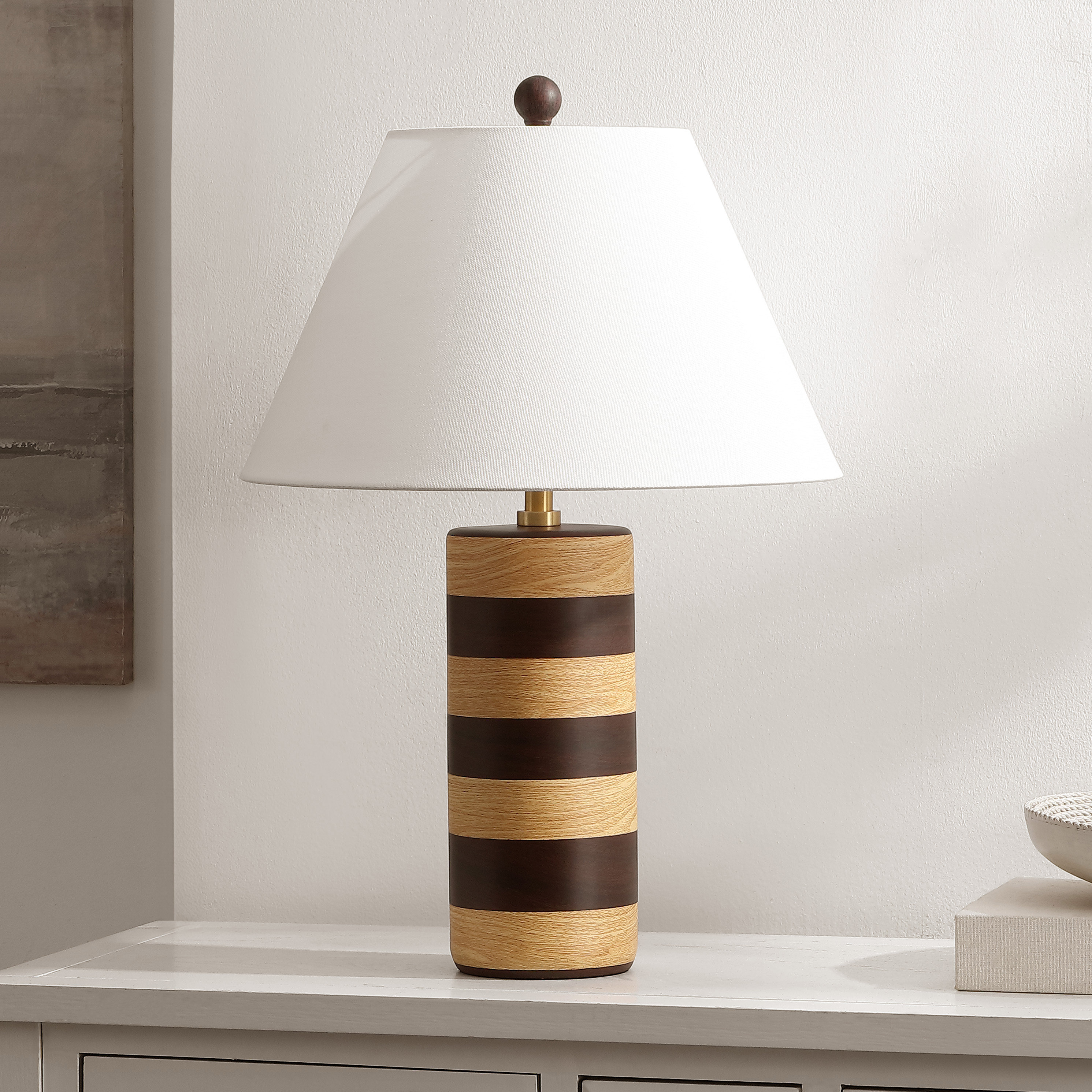 Latitude Run® Shea 25 Inch Light Brown/Dark Brown Resin Table Lamp ...