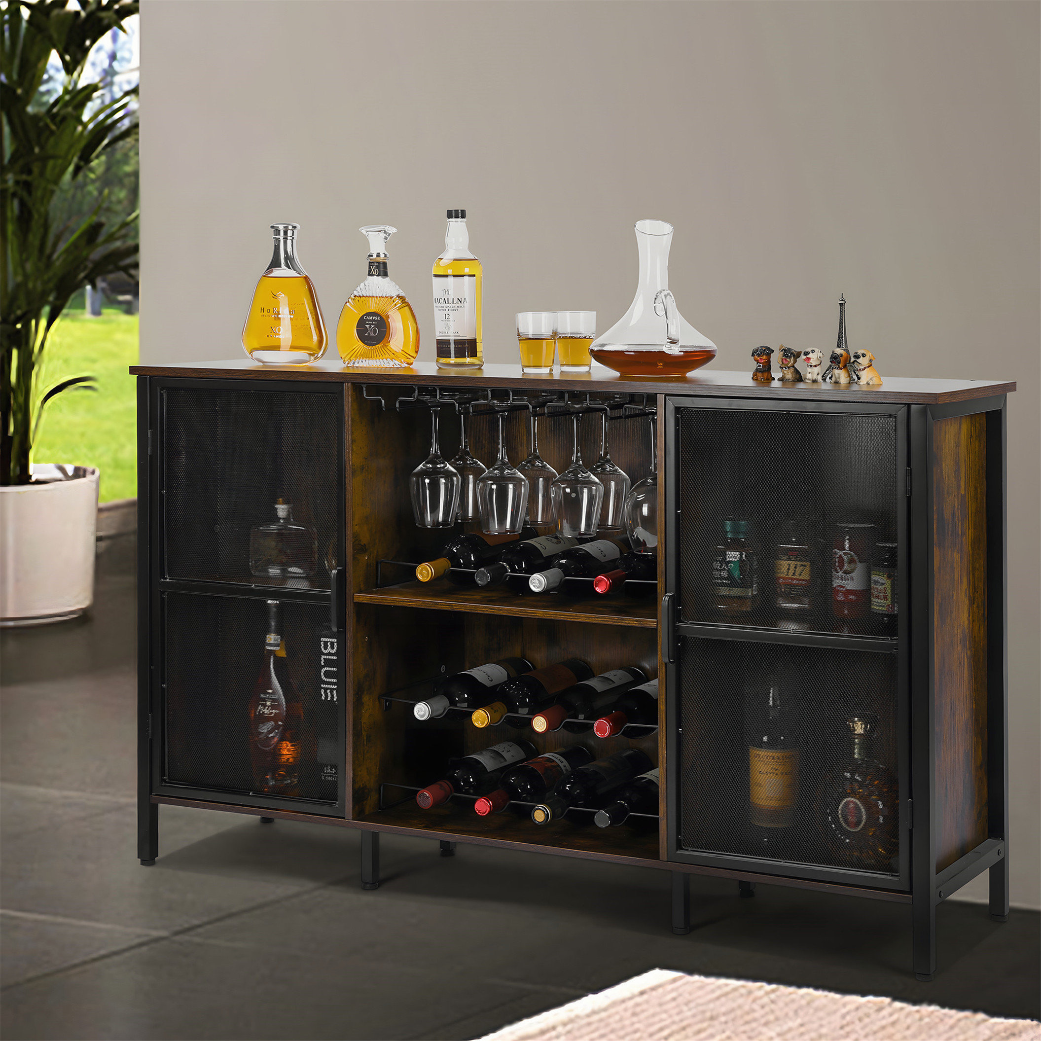 17 Stories Versatile Freestanding Liquor Cabinet with Abundant Storage ...