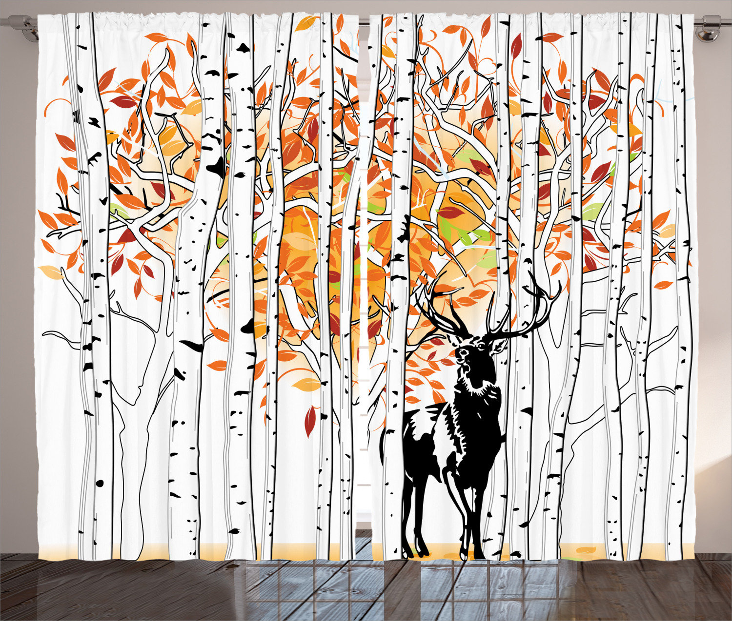 East Urban Home Deer Semi-Sheer Rod Pocket Curtain Panels | Wayfair