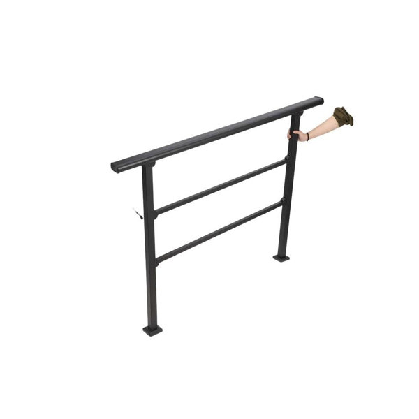 babevy 4 Step Stair Handrail, Outdoor Stair Railing Fits 3 To 4 Steps ...
