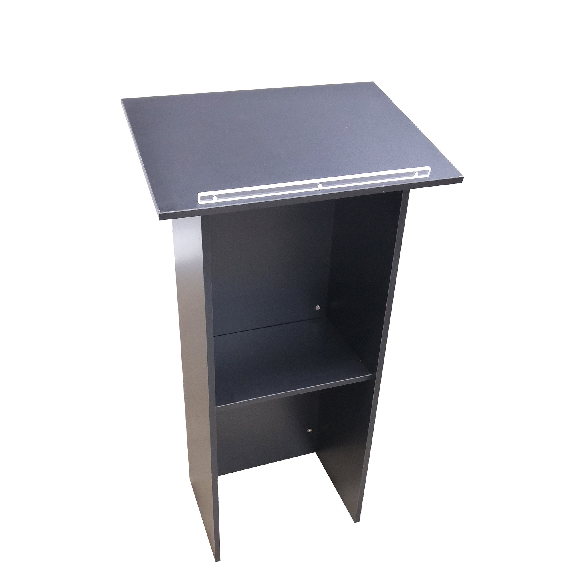 FixtureDisplays Stand autoportant en bois MDF noir avec pupitre et ...