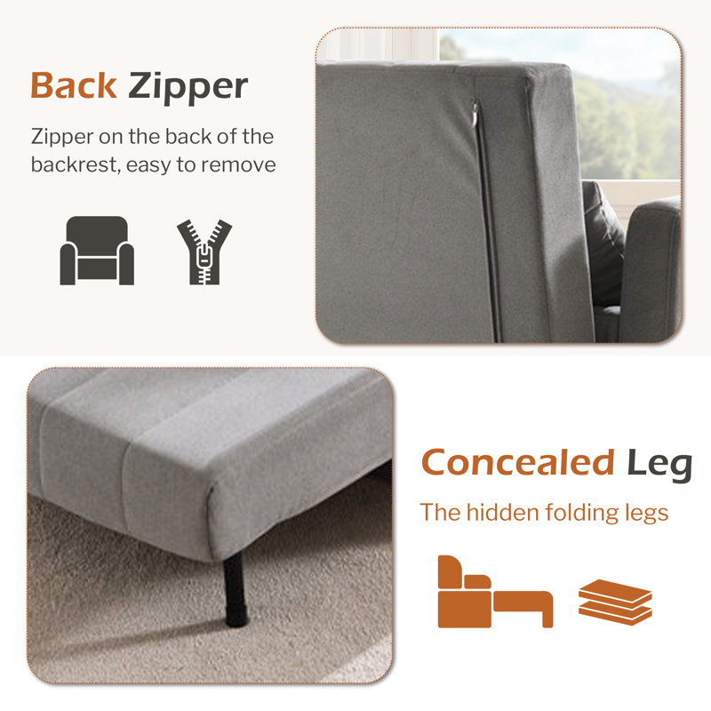 Latitude Run® Comfortable 3 In 1 Convertible Sleeper, Sofa Bed ...