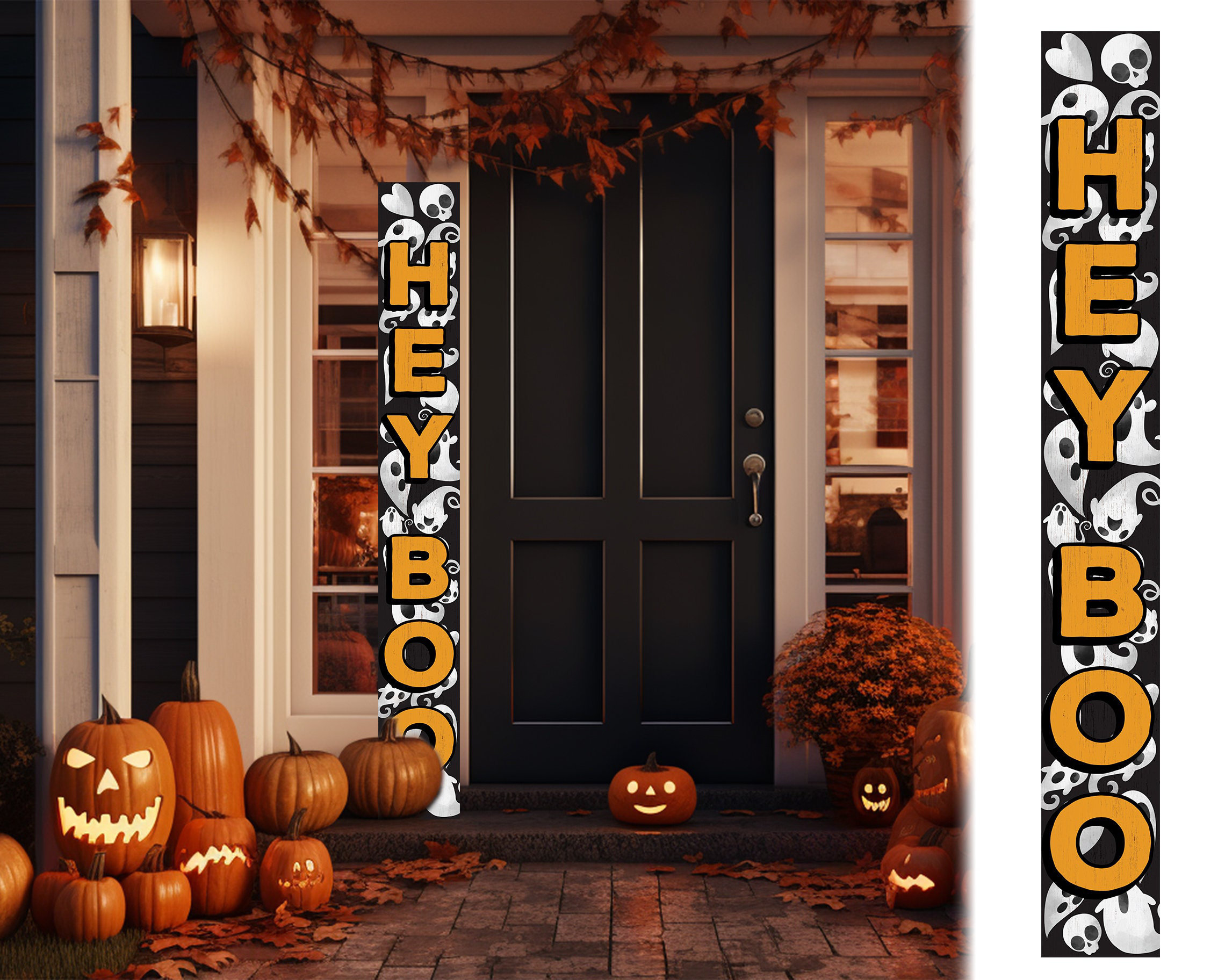 The Holiday Aisle® 72IN Hey BOO Halloween Welcome Porch Sign for Front ...
