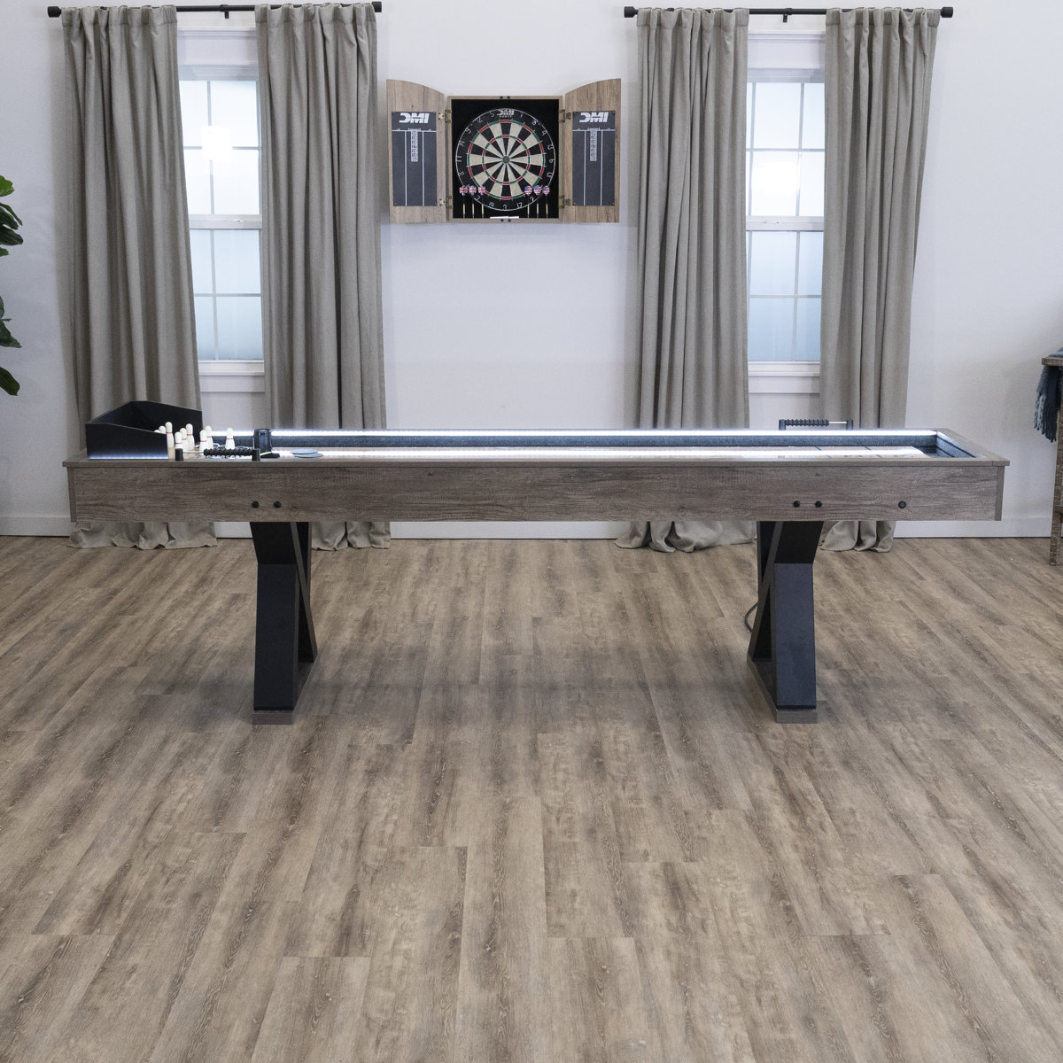 American Legend Kirkwood 9' LED Shuffleboard Table with Bonus Bowling ...