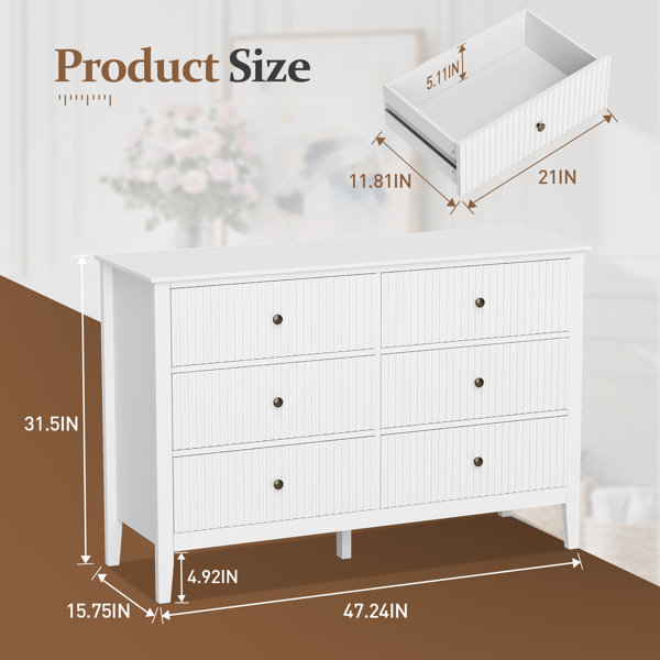 Lark Manor Cydny 6 Drawer 47" W Wood Double Dresser & Reviews - Wayfair ...