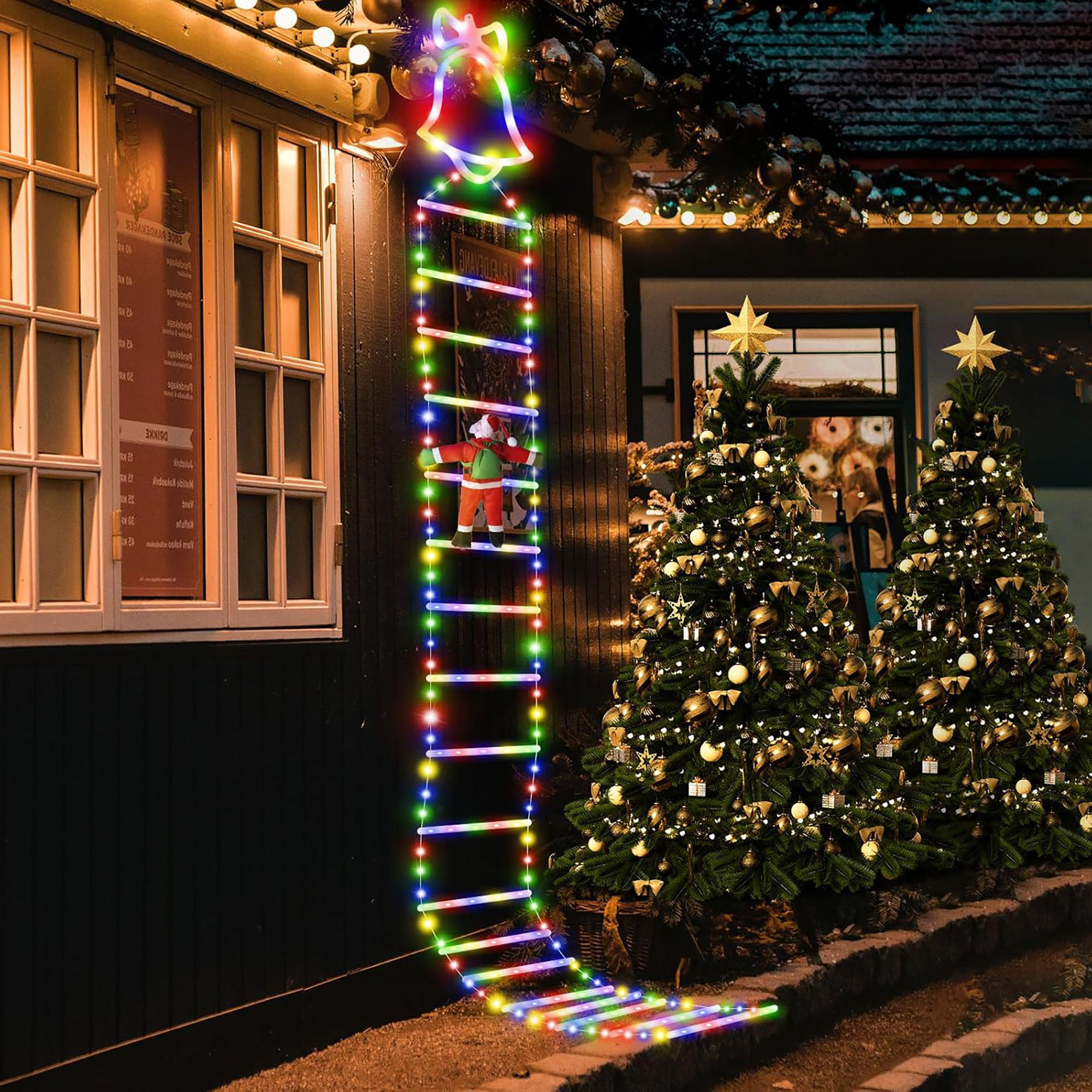 The Holiday Aisle® Christmas Decorative Ladder Lights With Santa Claus ...