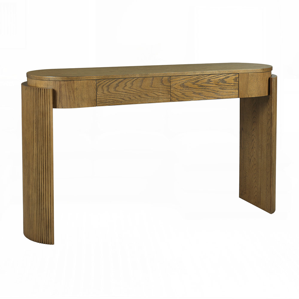 Latitude Run® Entryway Table with Fluted Design Oval Top and 2 Drawers ...