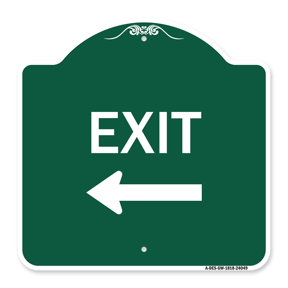 Signmission Designer Series Sign - Exit (With Left Arrow) 2 | Green ...