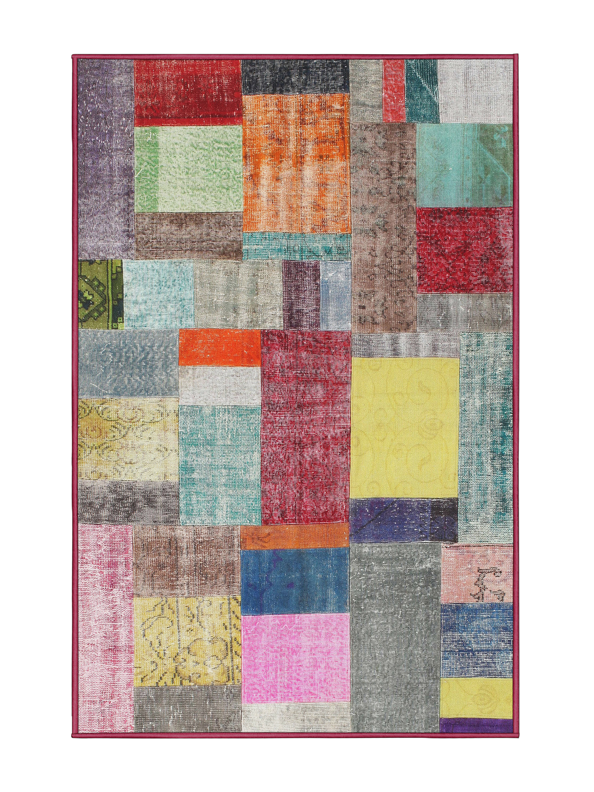 Bungalow Rose Patchwork Gray/Yellow/Red Area Rug | Wayfair