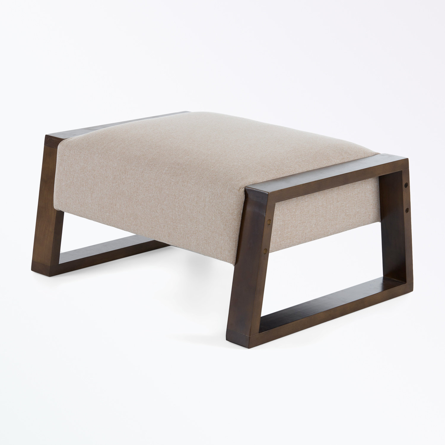 Latitude Run® Polyester Ottoman with sled wooden legs | Wayfair