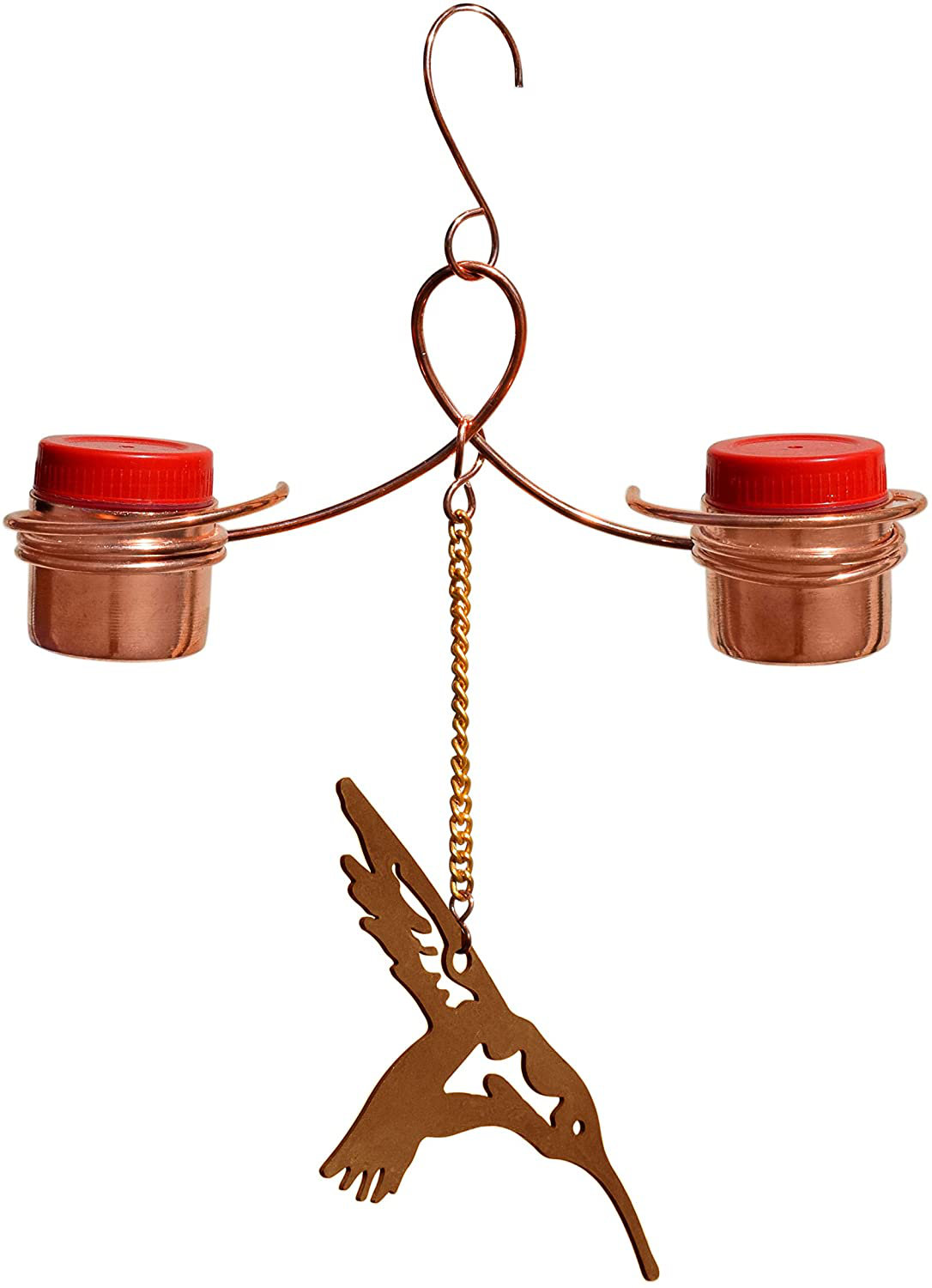 Monarch Abode Pure Copper Handcrafted Double Hanging Hummingbird Feeder ...