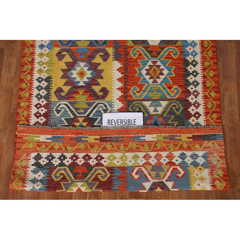Dakota Fields Geometric Kilim Oriental Wool Rug 4x6 | Wayfair