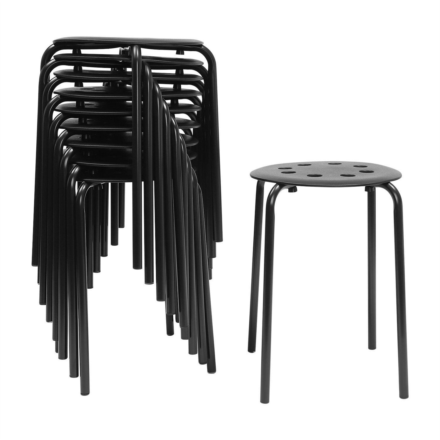 Latitude Run® 10 Pack Stacking Backless Stools Set with Metal Frame ...