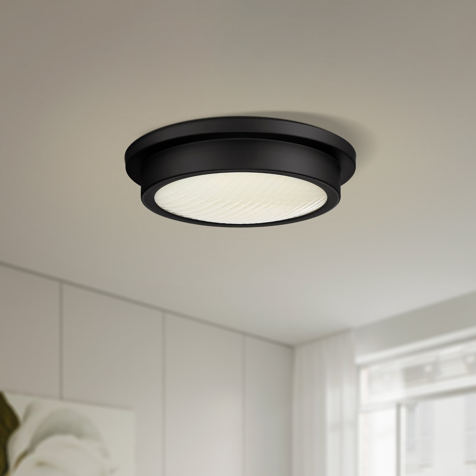 Lightnia Atlas 14" Flat round LED Flush Mount ceiling light dimmable ...