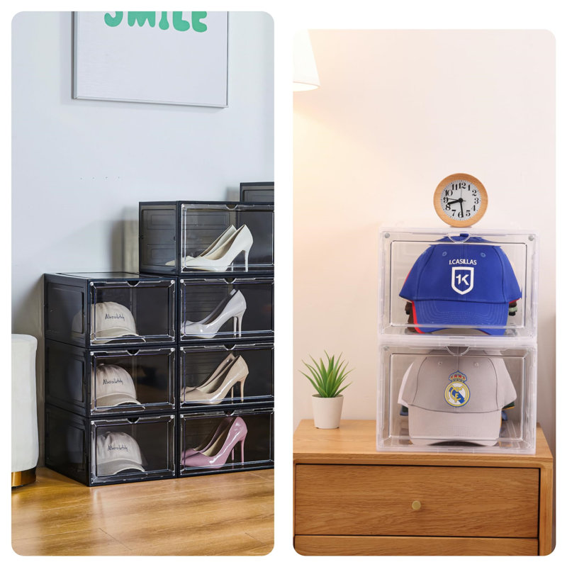 Rebrilliant 8 Pair Stackable Shoe Storage Box | Wayfair