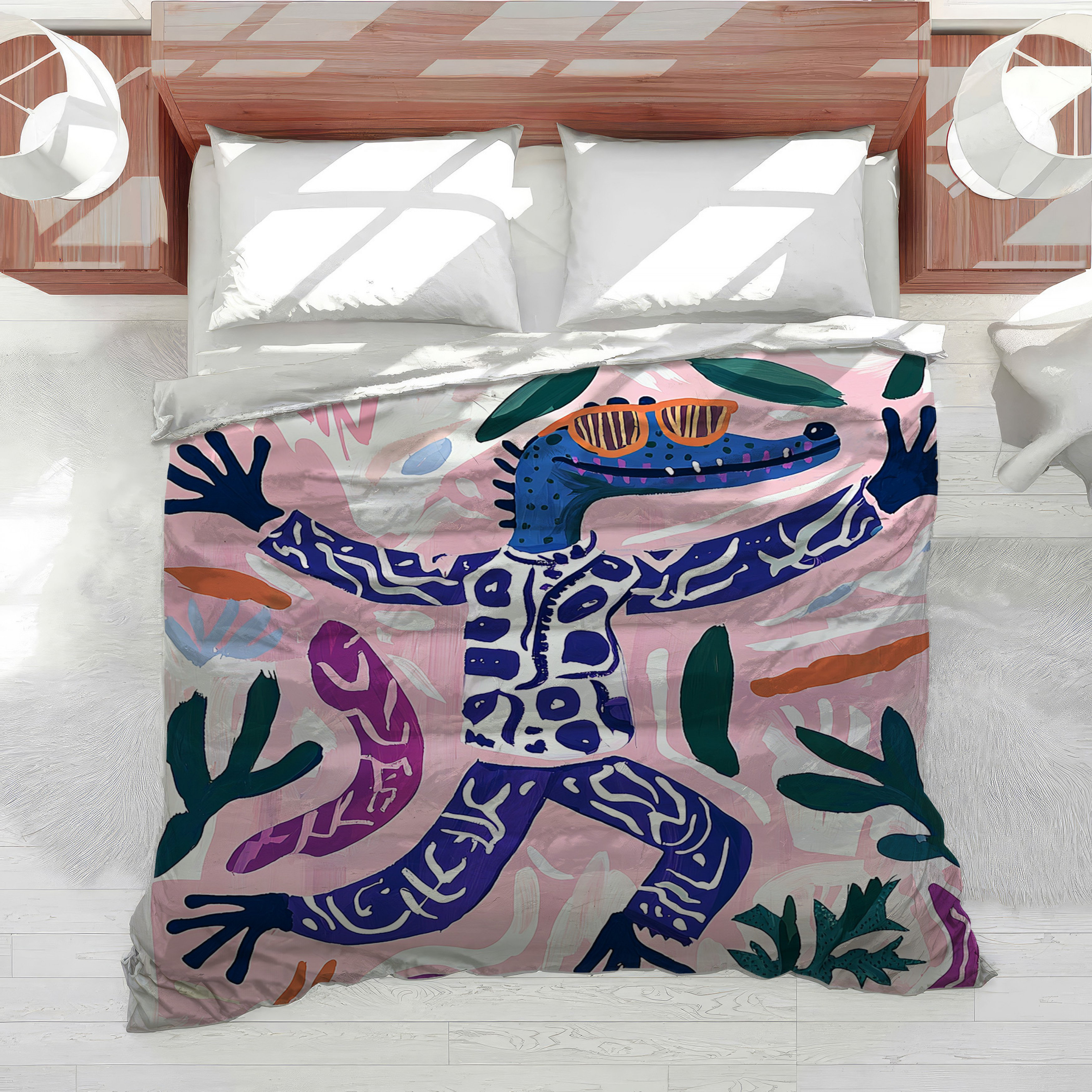 VisionDecor Quirky Crocodile Bedding Illustration Comforter Eclectic ...