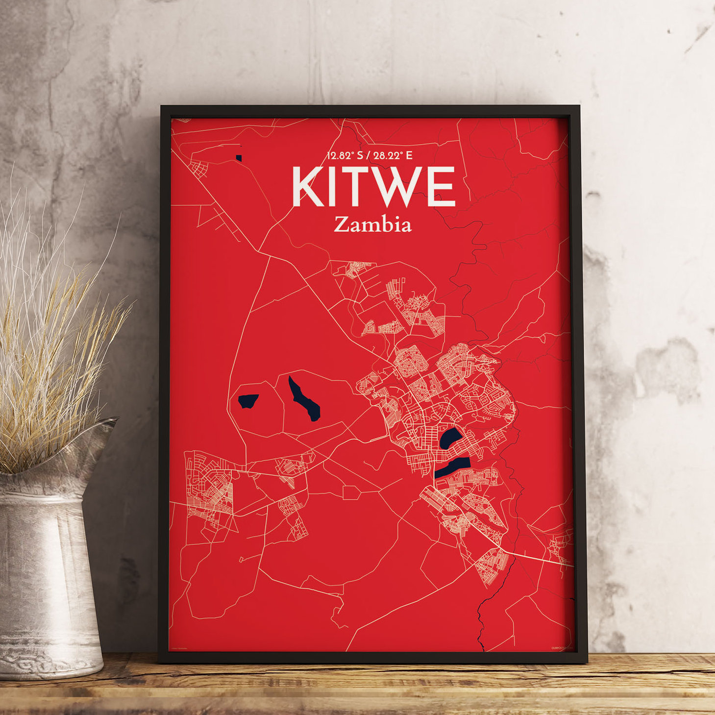 Wrought Studio 'Kitwe City Map' Graphic Art Print Poster in Nautical ...