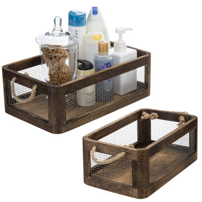 Loon Peak® 2 Piece Solid Wood Basket Set & Reviews | Wayfair