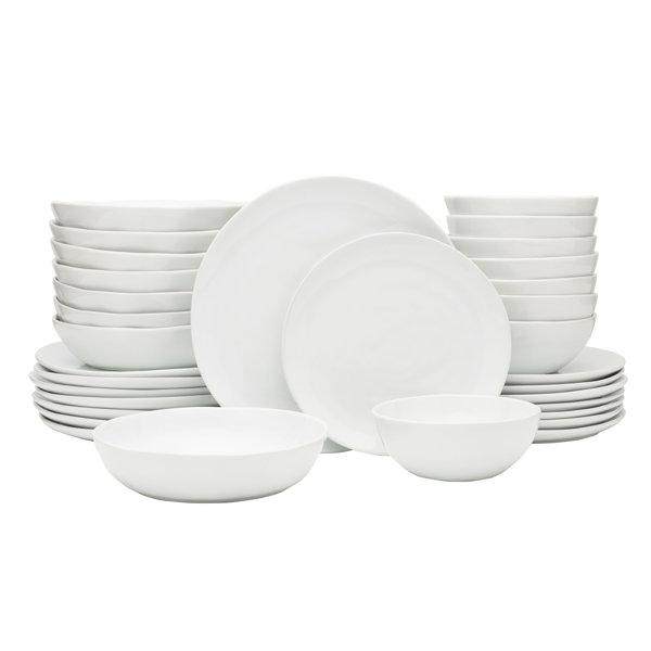 Birch Lane™ Everyday White Organic 32-Piece Porcelain Dinnerware Set ...