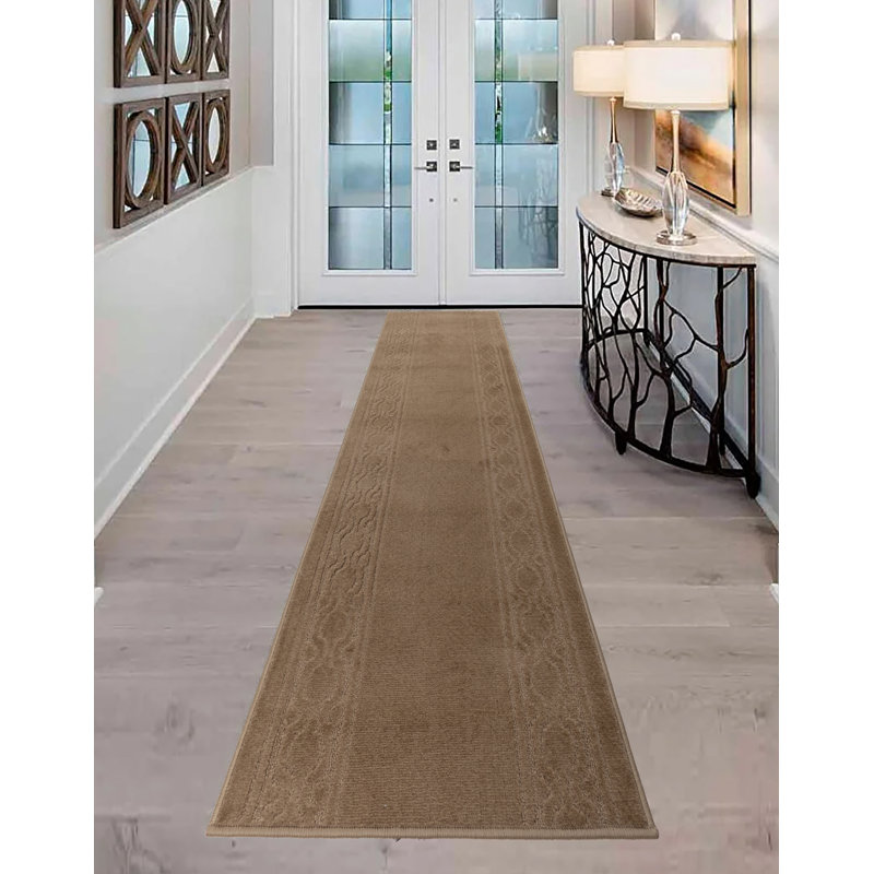 Alcott Hill® Trellis Border Beige Low Pile Slip Resistant Rugs ...