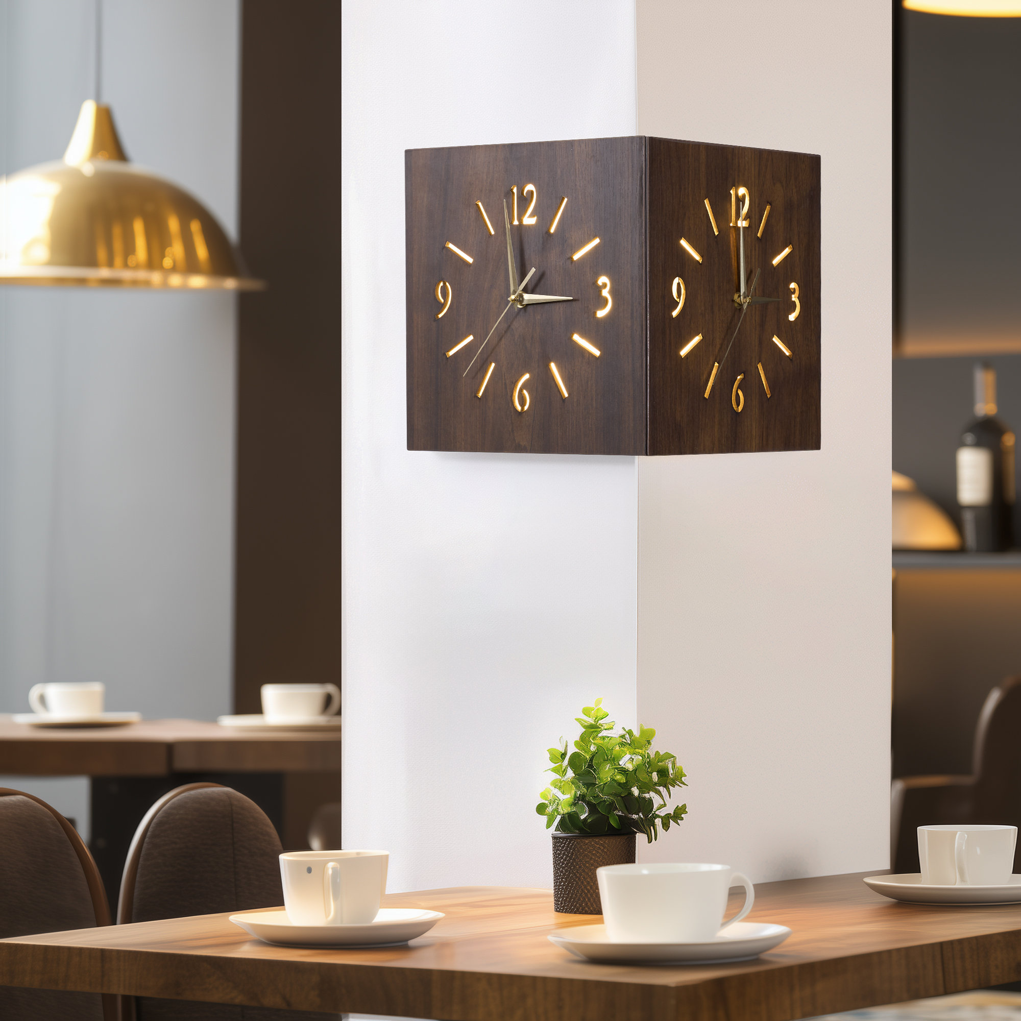 Ebern Designs Solid Wood Wall Corner Clocks - Wayfair Canada