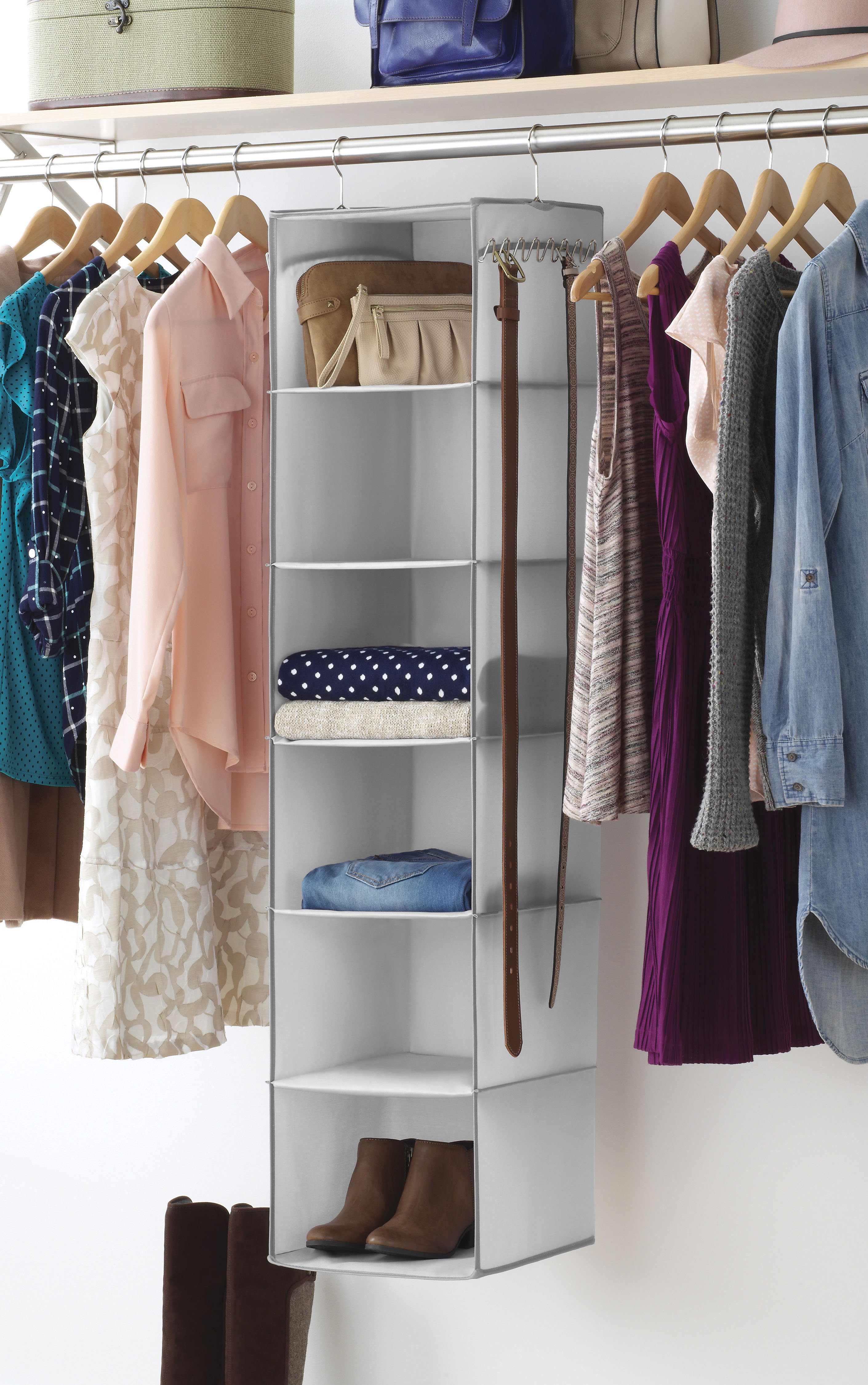 Ebern Designs Hanging Accessory Shelves with Hooks for Belts, Lunar ...